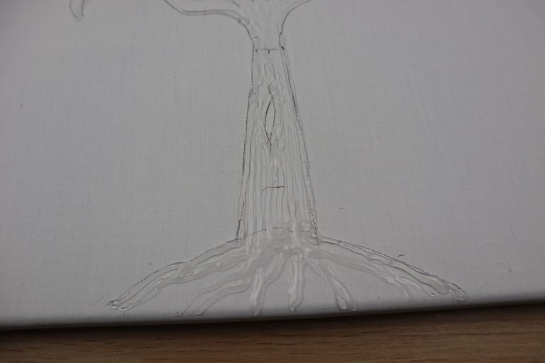 Easy Hot Glue Tree Canvas - The DIY Life