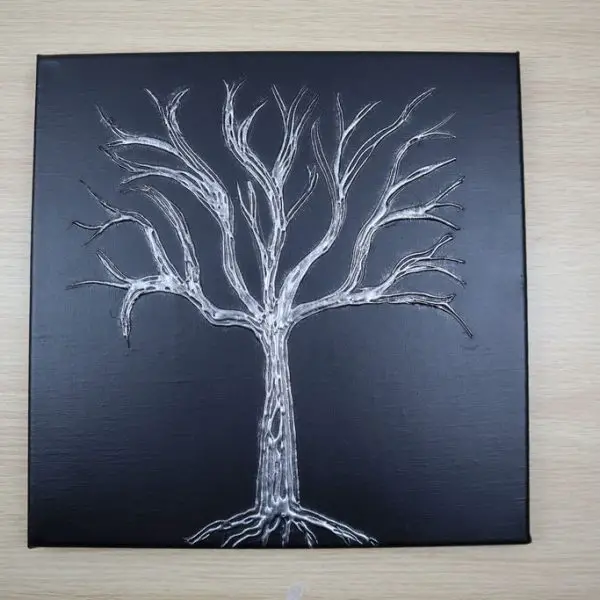 Easy Hot Glue Tree Canvas - The DIY Life