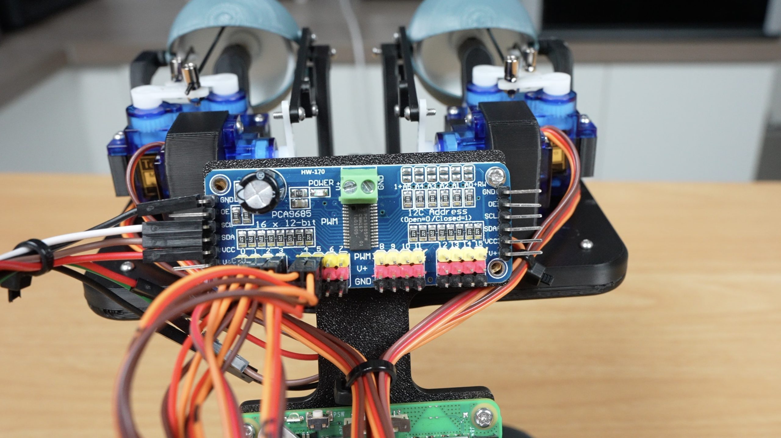 PCA9685 Servo Control Board With Servos Plugged In - The DIY Life
